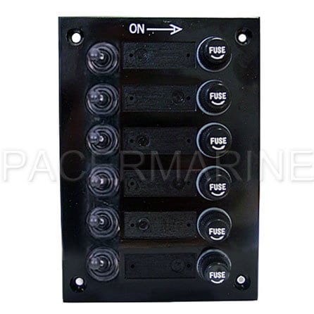 Splashproof Switch Panel – 6 Gang Fused – Pacermarine