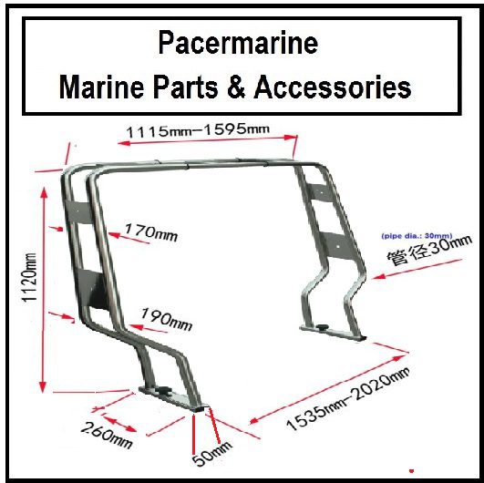 Stainless Steel Detachable Twin Tube A-Frame 40mm – Pacermarine